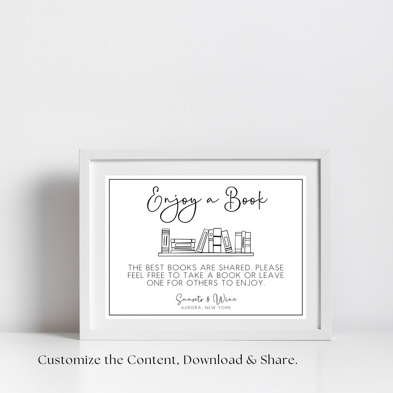 Editable Airbnb Reading Library Sign, Printable Home Library Sign ...