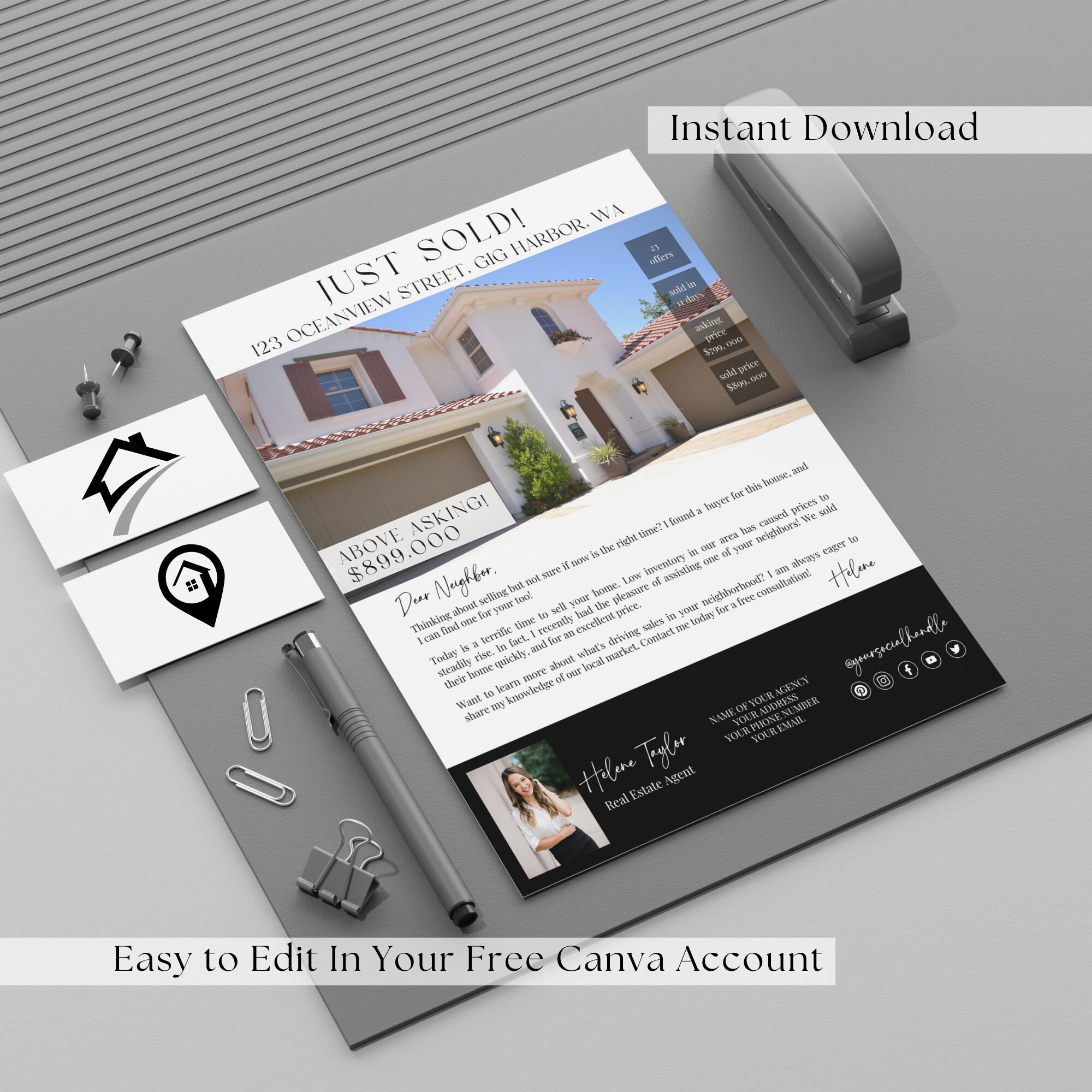 Editable Just Sold Letter Template, Printable Real Estate Sold House ...