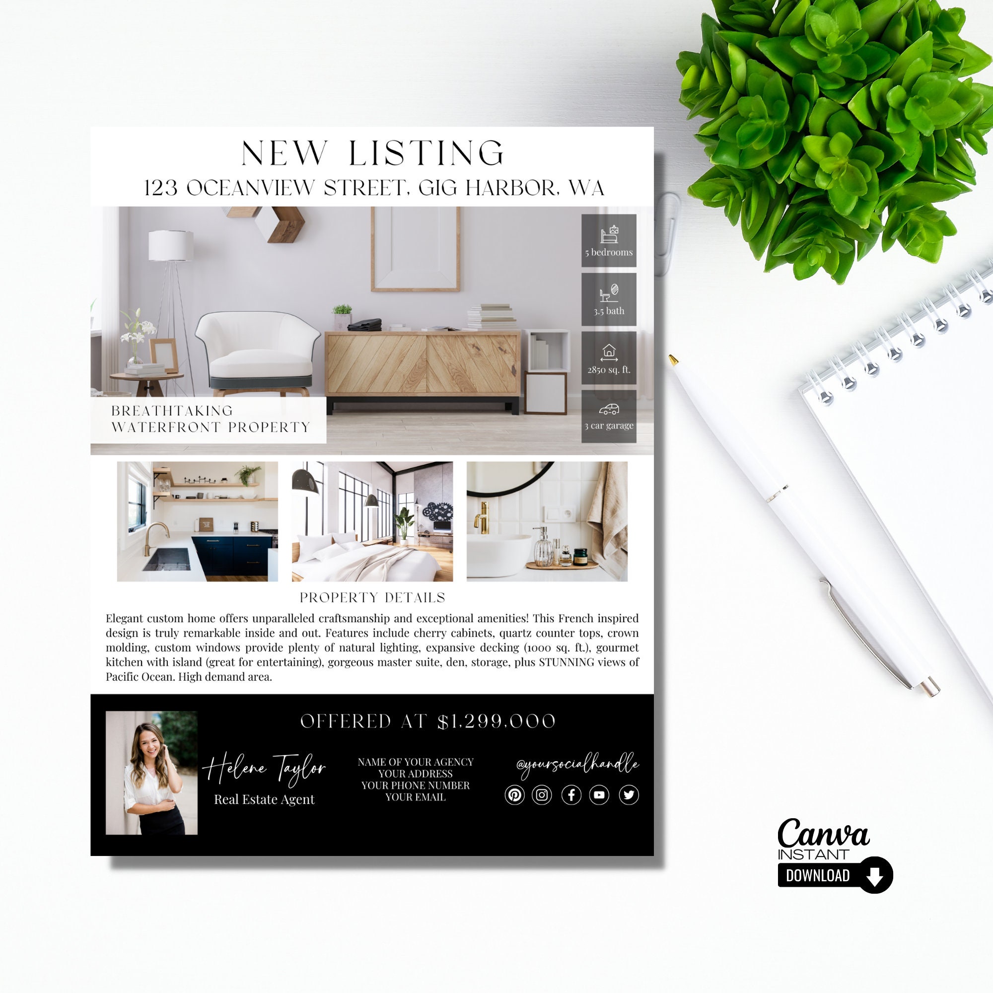 Editable New Listing Flyer Template, Realtor Marketing, Printable New ...