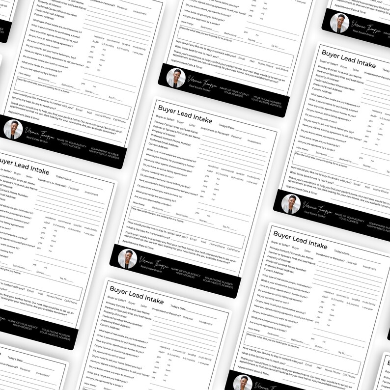 Editable Real Estate Lead Intake Sheet, Printable Buyer Questionnaire ...