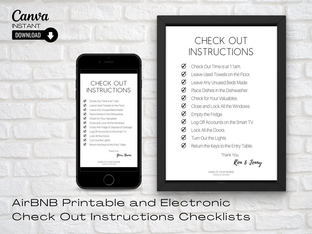 Airbnb Check Out Sign Template Editable Airbnb Sign Airbnb - Etsy