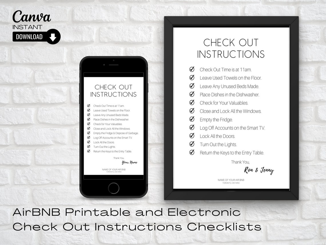 Airbnb Check Out Sign Template Editable Airbnb Sign Airbnb - Etsy