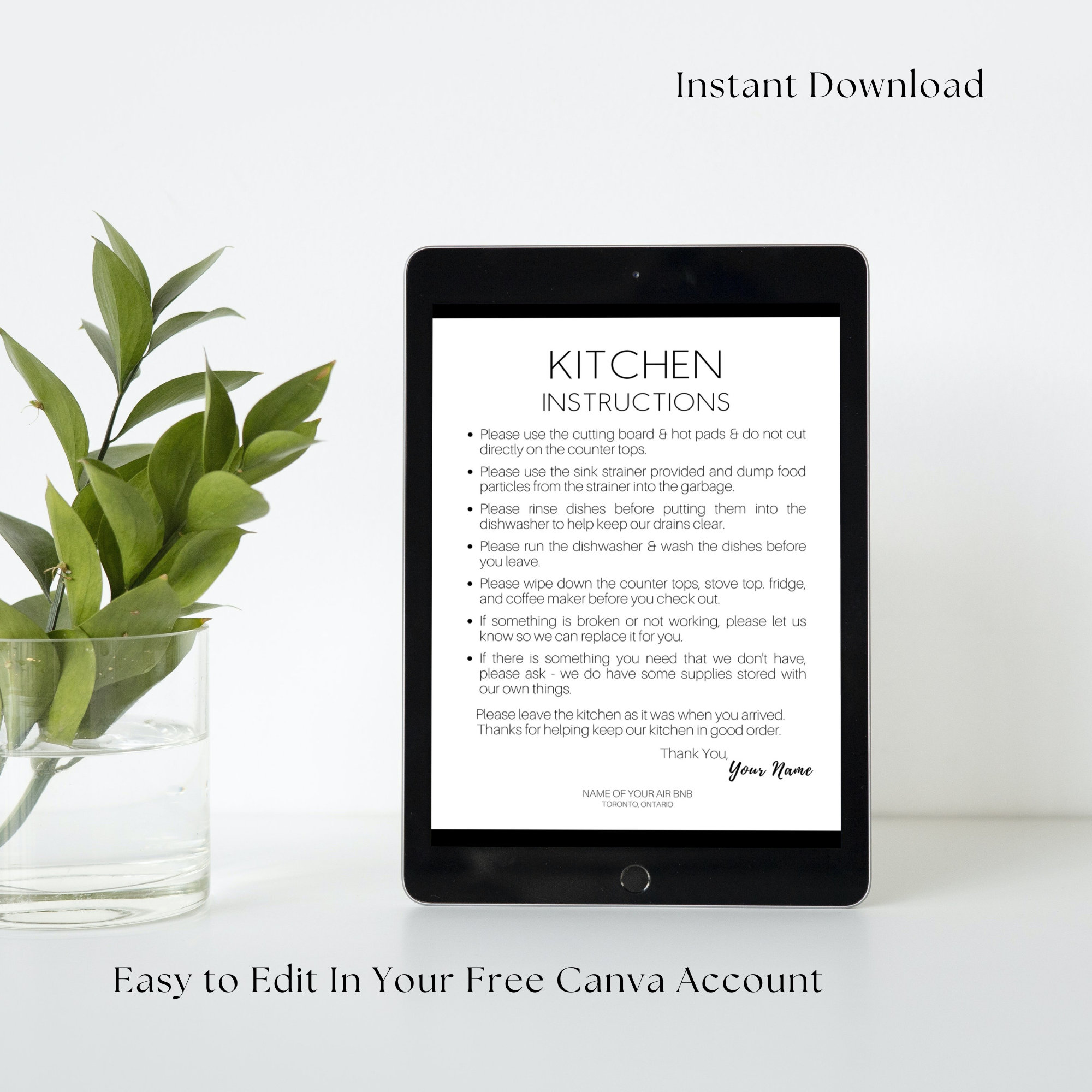 Airbnb Kitchen Rules Sign Template: Editable Printable (instant ...