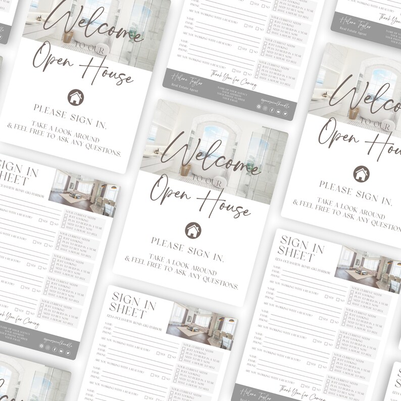 Editable Real Estate Open House Sign in Sheet Template, Realtor ...