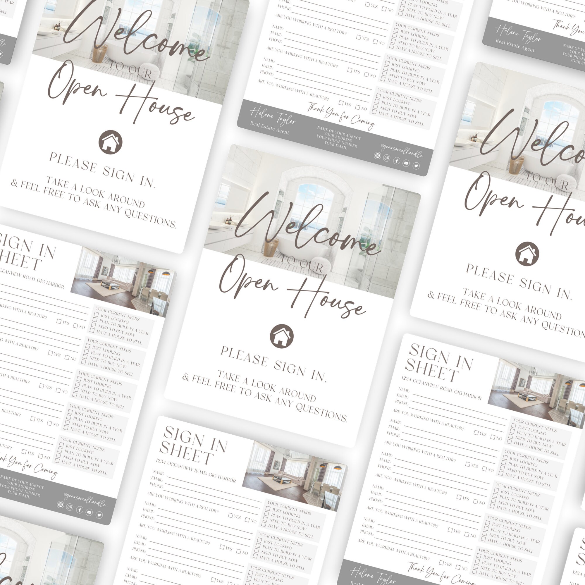 Editable Real Estate Open House Sign in Sheet Template, Realtor ...