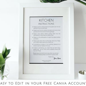 Airbnb Kitchen Rules Sign Template Editable Airbnb Sign - Etsy