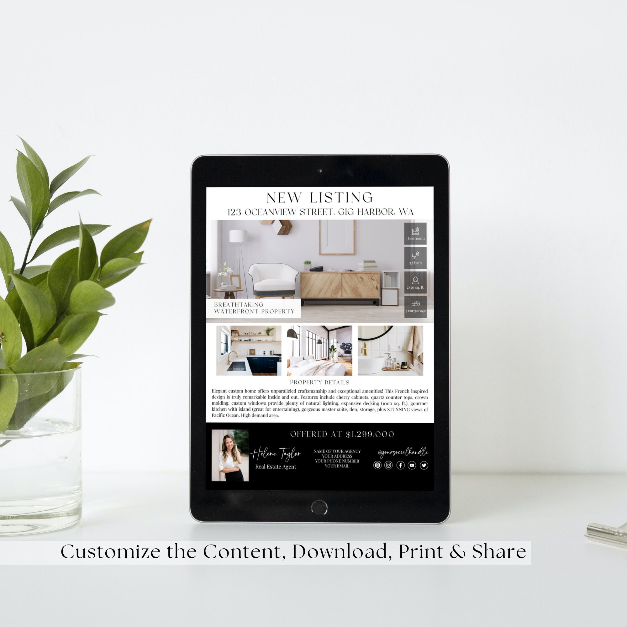 Editable New Listing Flyer Template, Realtor Marketing, Printable New ...