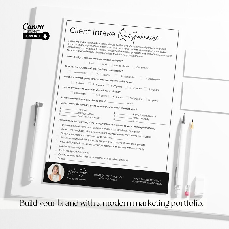 Mortgage Client Intake Form: Real Estate Broker Template (canva ...