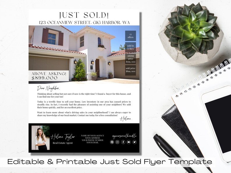 Editable Just Sold Letter Template Printable Real Estate Sold - Etsy