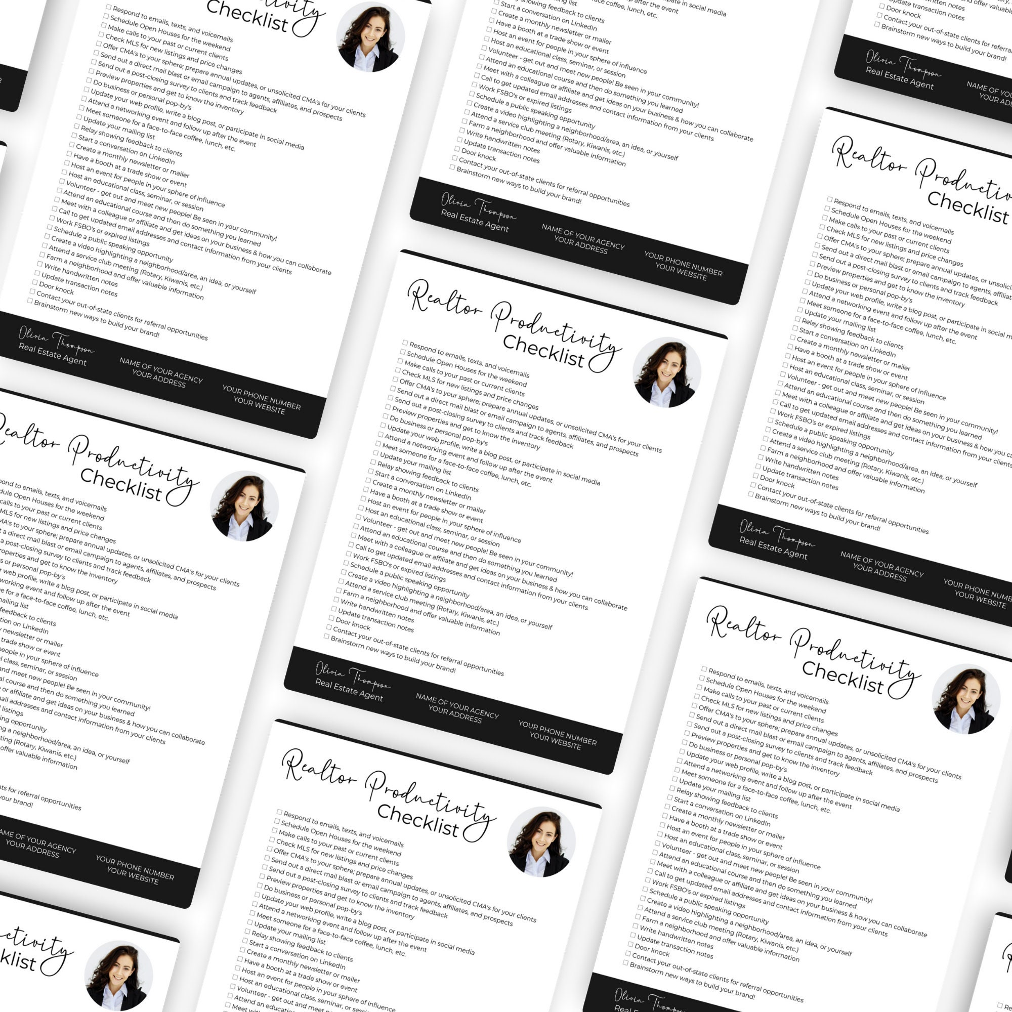 Real Estate Productivity Checklist, Editable Realtor Task Checklist ...