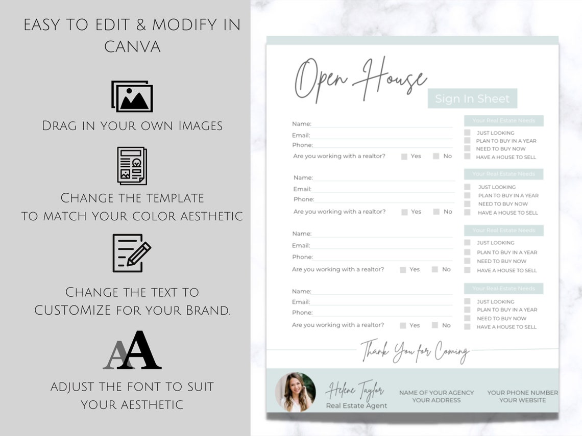 Editable Open House Sign in Sheet Realtor Open House Form - Etsy