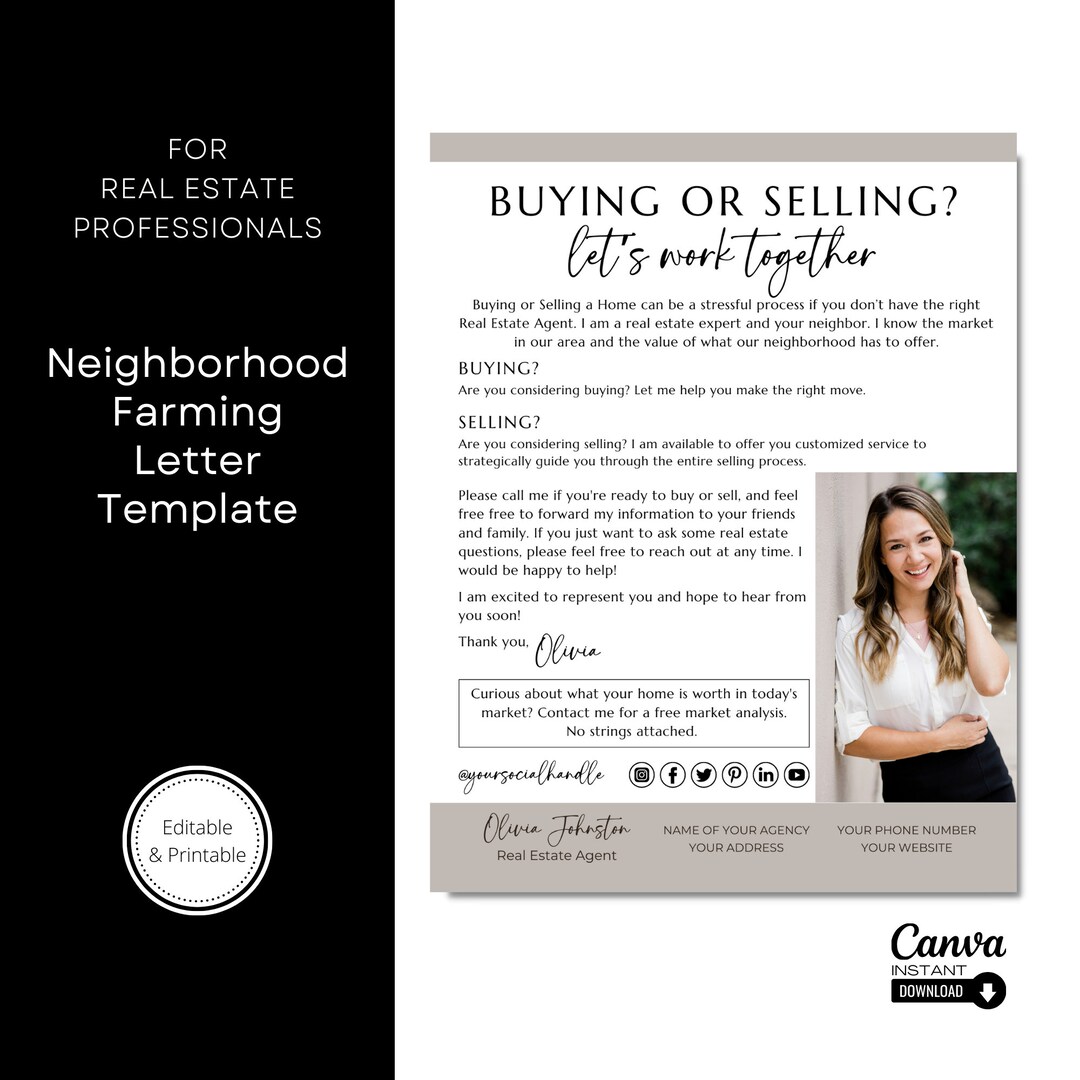 Editable Real Estate Marketing Flyer Template, Printable Hello Neighbor ...