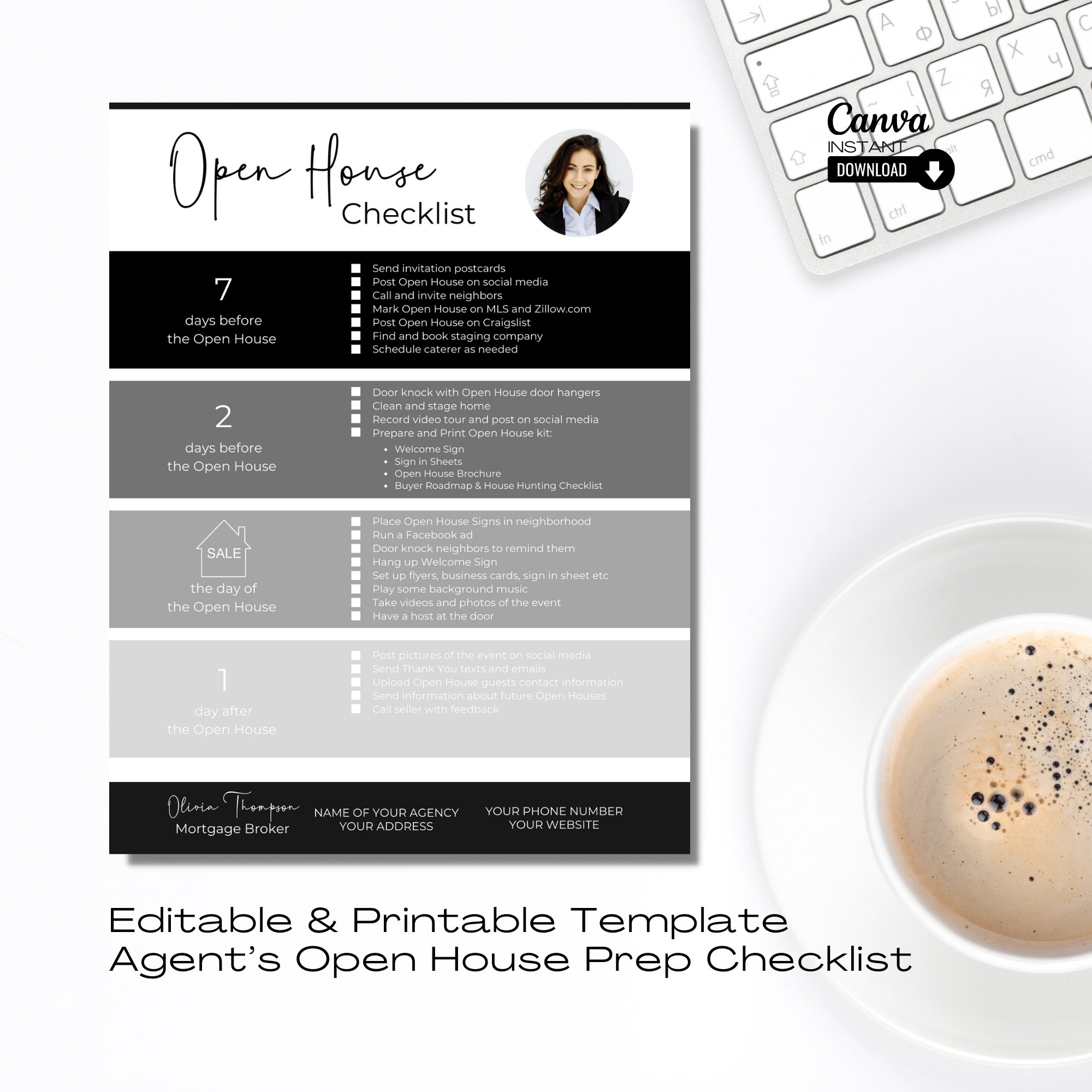 Open House Task Checklist, Printable Open House Marketing Template ...