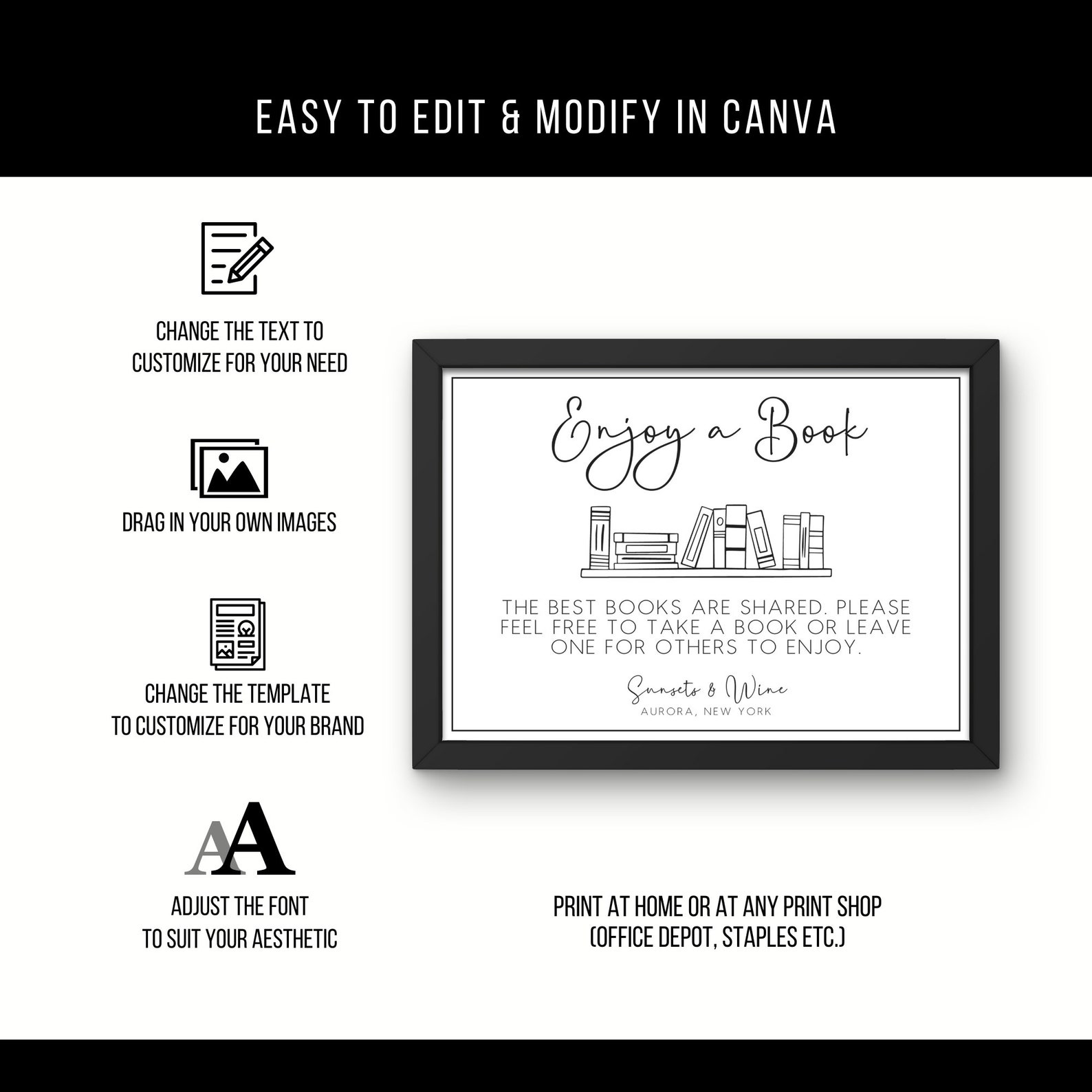 Editable Airbnb Library Sign: Printable Book Sharing Template - Etsy