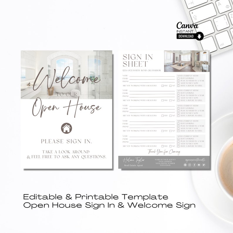 Editable Real Estate Open House Sign in Sheet Template, Realtor ...