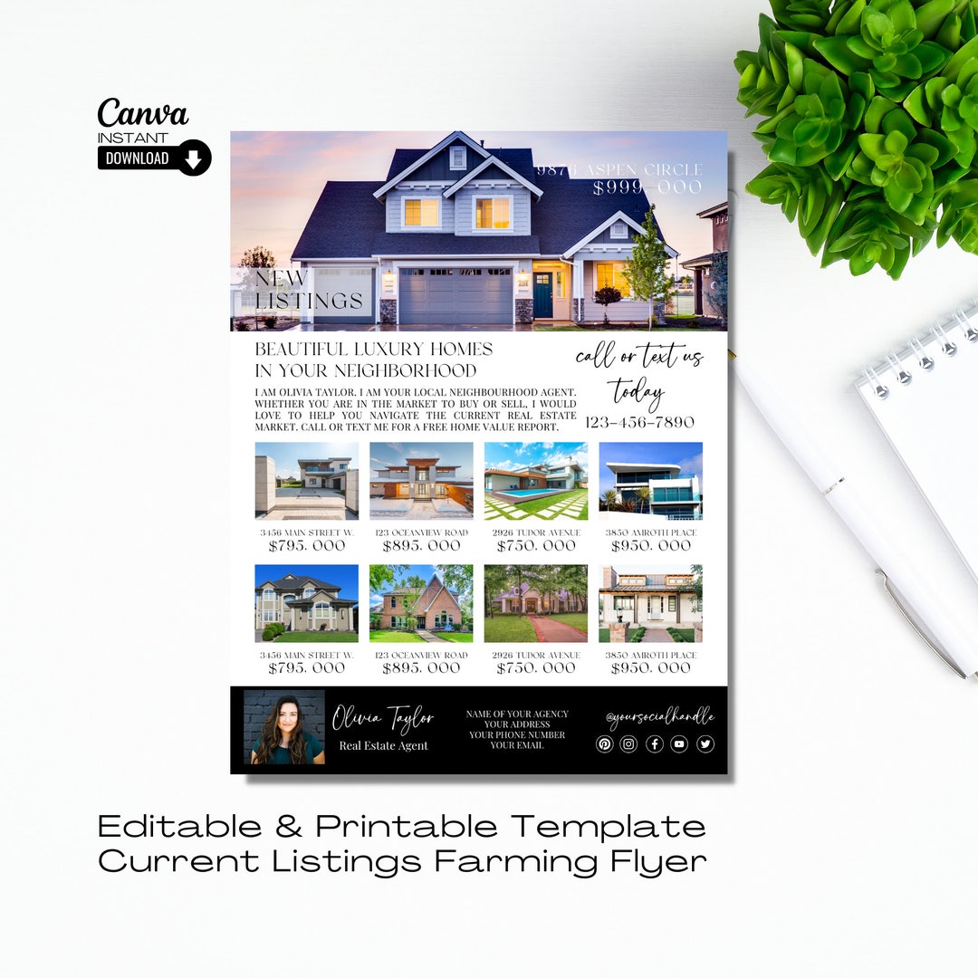 Editable Realtor New Listing Flyer: Real Estate Farming Template ...