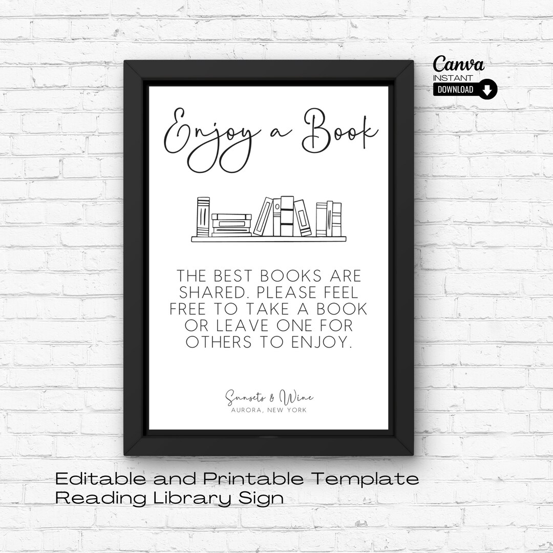 Editable Airbnb Library Sign: Book Sharing Printable (canva) - Etsy