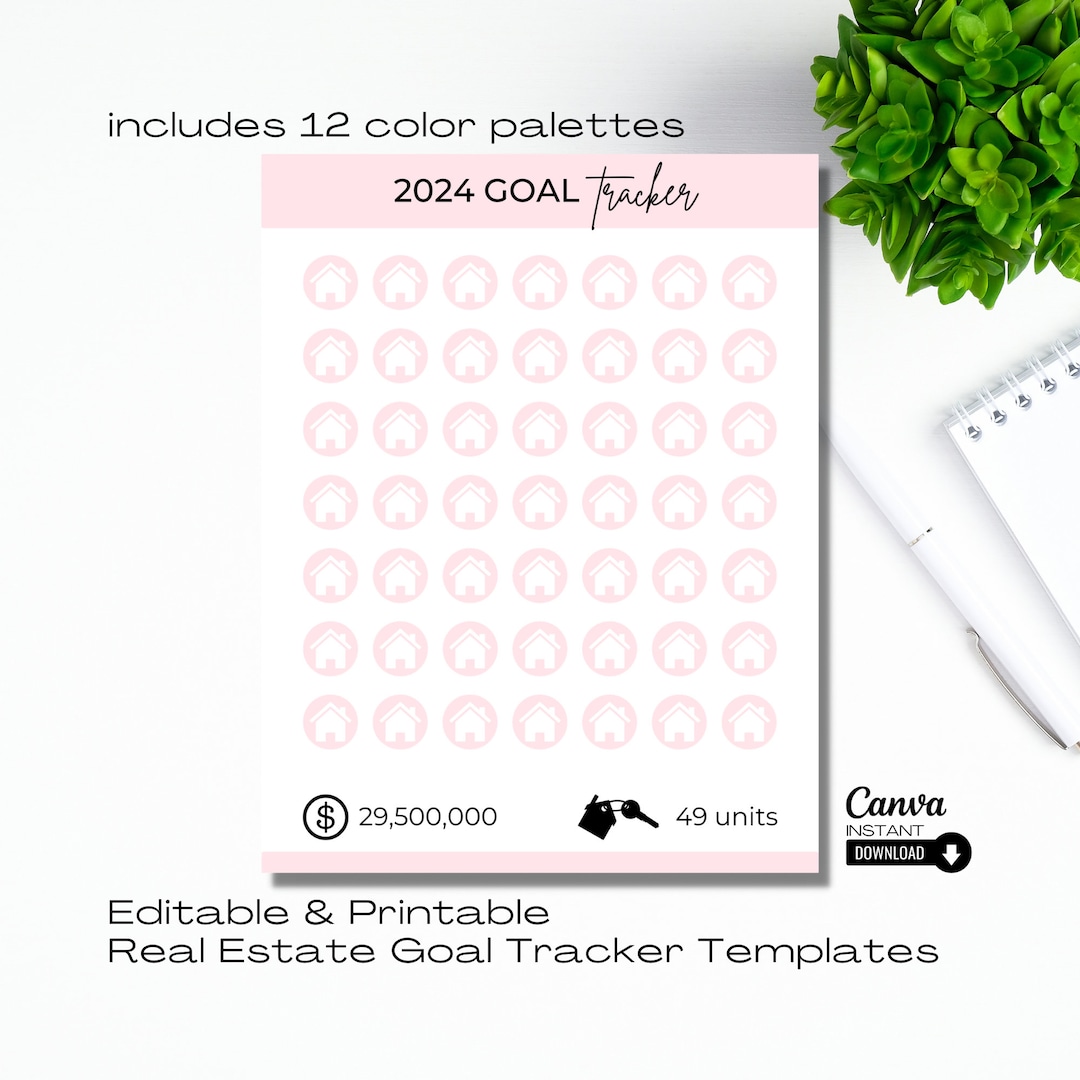Real Estate 2024 Goal Chart Bundle, Real Estate Goal Tracker, Real ...