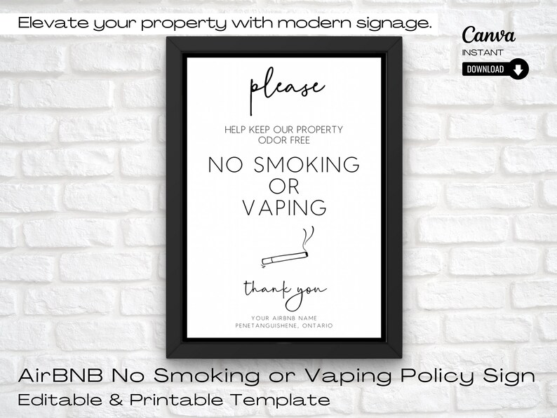 Editable No Smoking Sign Please No Smoking or Vaping Sign No - Etsy