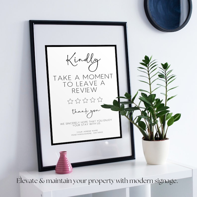 Airbnb Review Request Sign: Printable Vacation Rental Template - Etsy