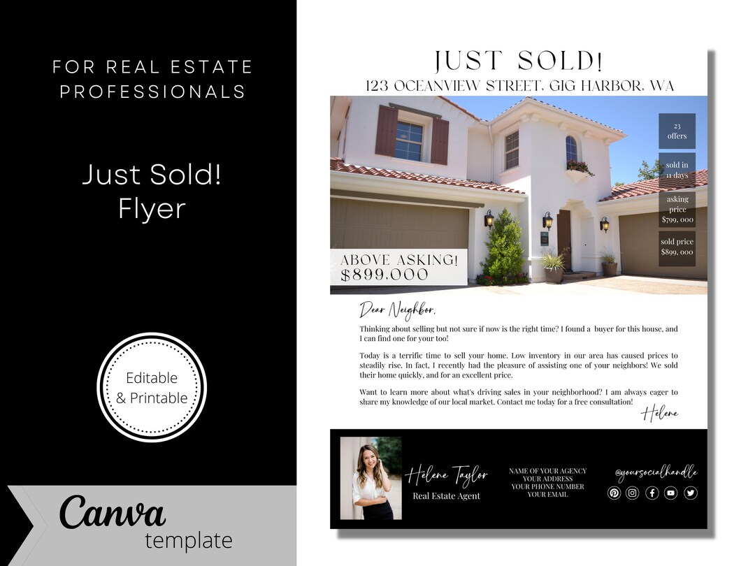 Editable Just Sold Letter Template Printable Real Estate Sold - Etsy
