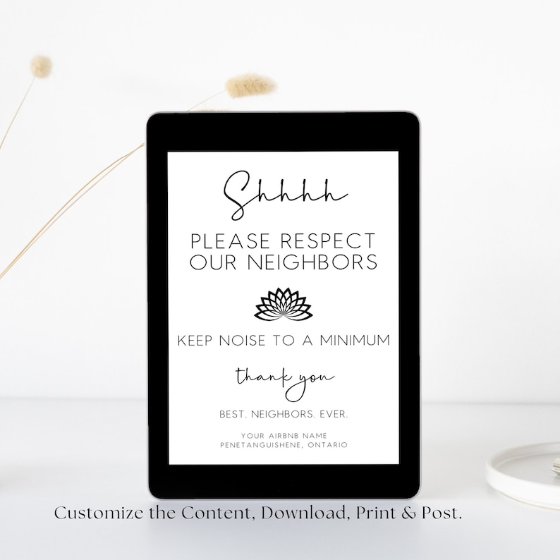 Airbnb Noise Rules Sign: Respect the Neighbors (printable Template) - Etsy
