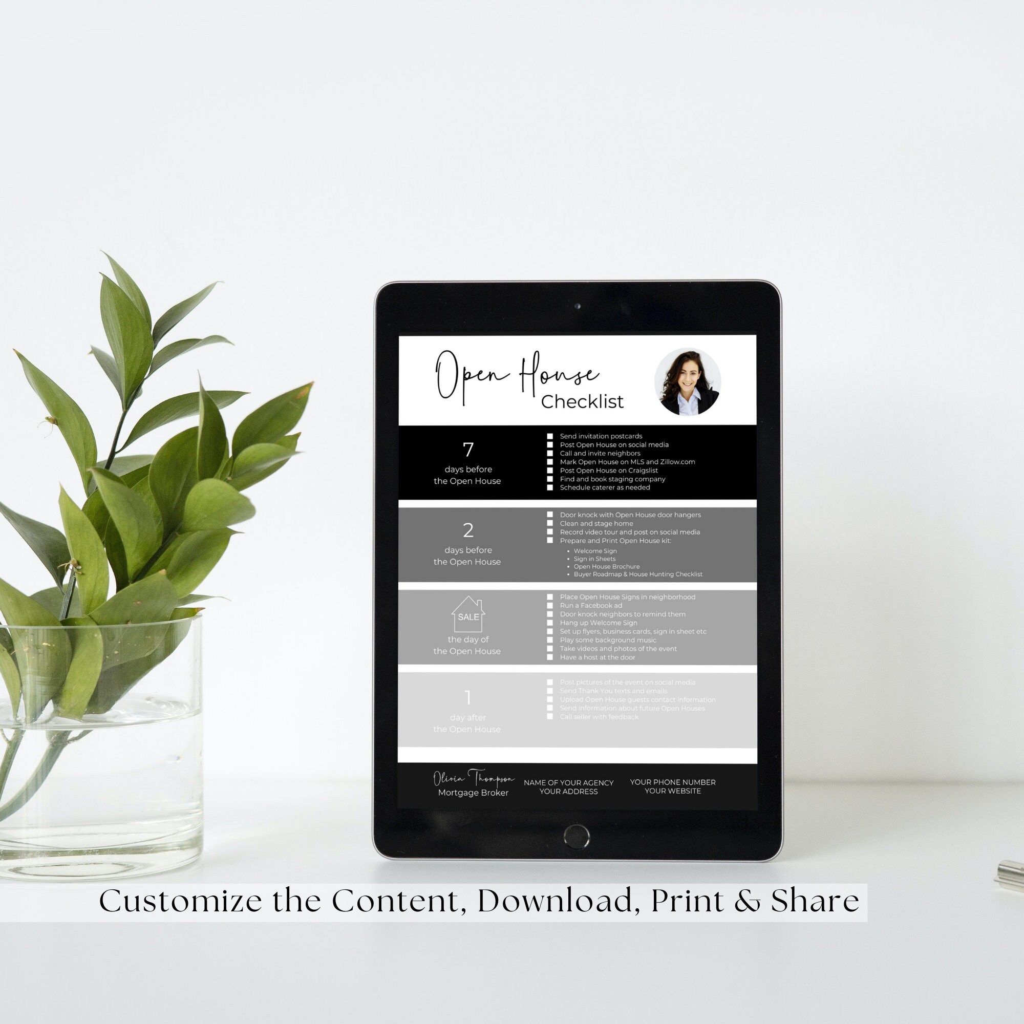 Open House Checklist: Real Estate Marketing Planner (editable Canva ...