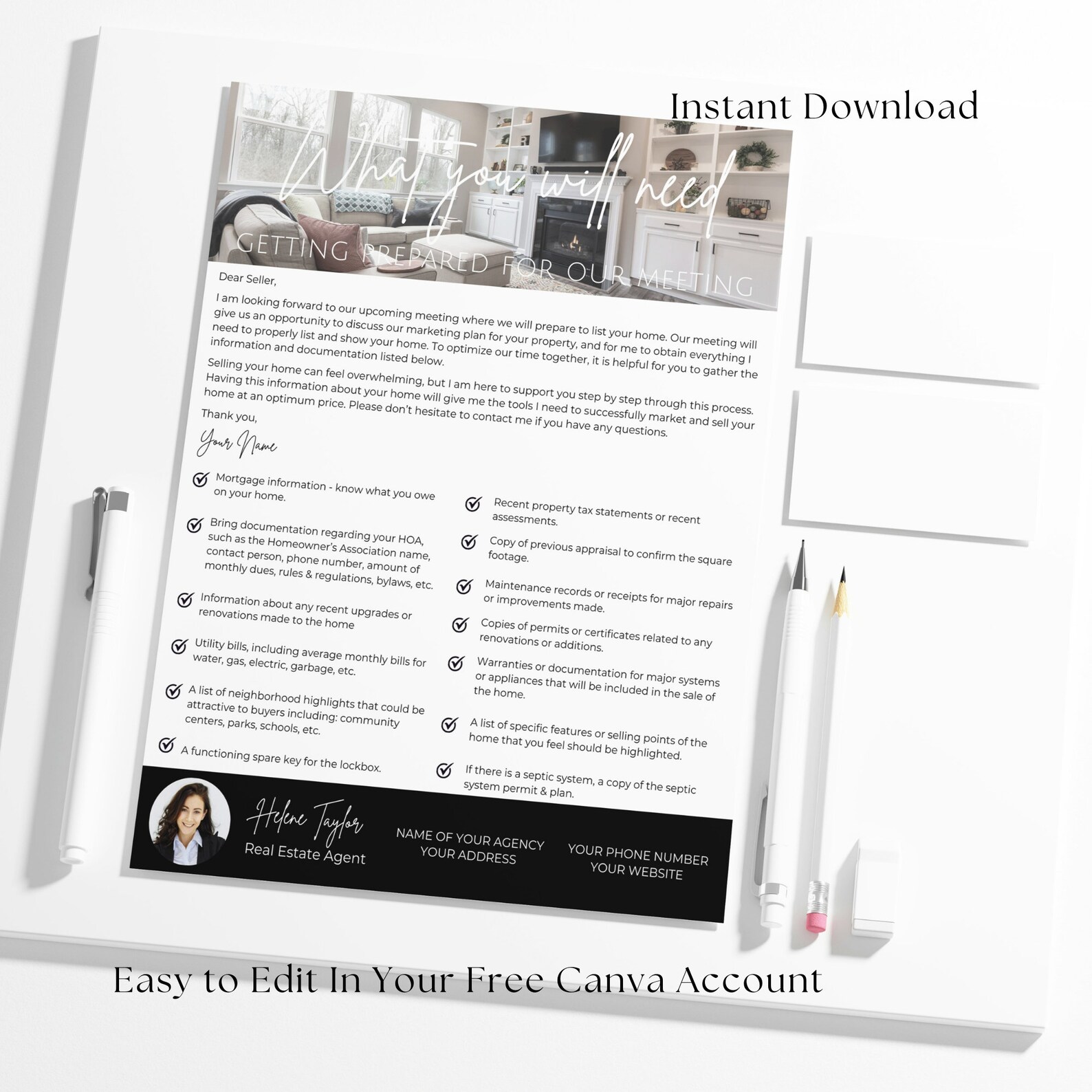Editable Real Estate Pre-listing Checklist Template (printable) - Etsy