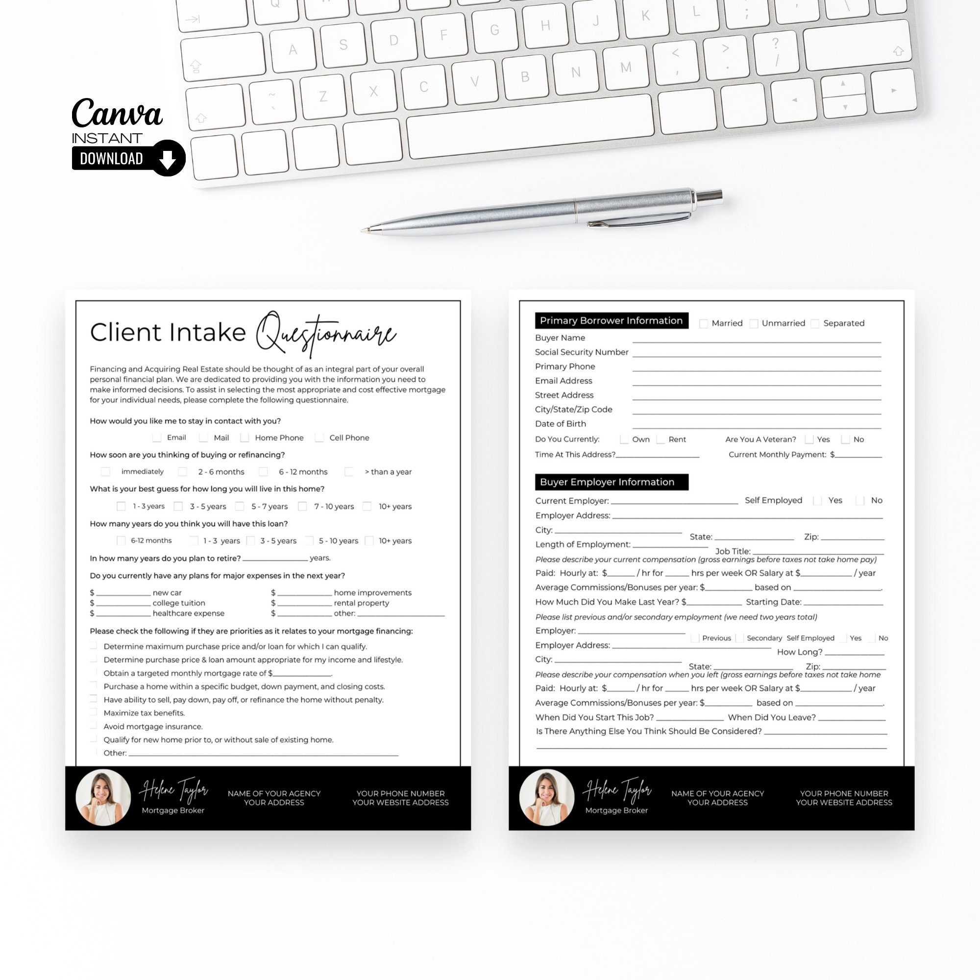 Mortgage Client Intake Form: Real Estate Broker Template (canva ...