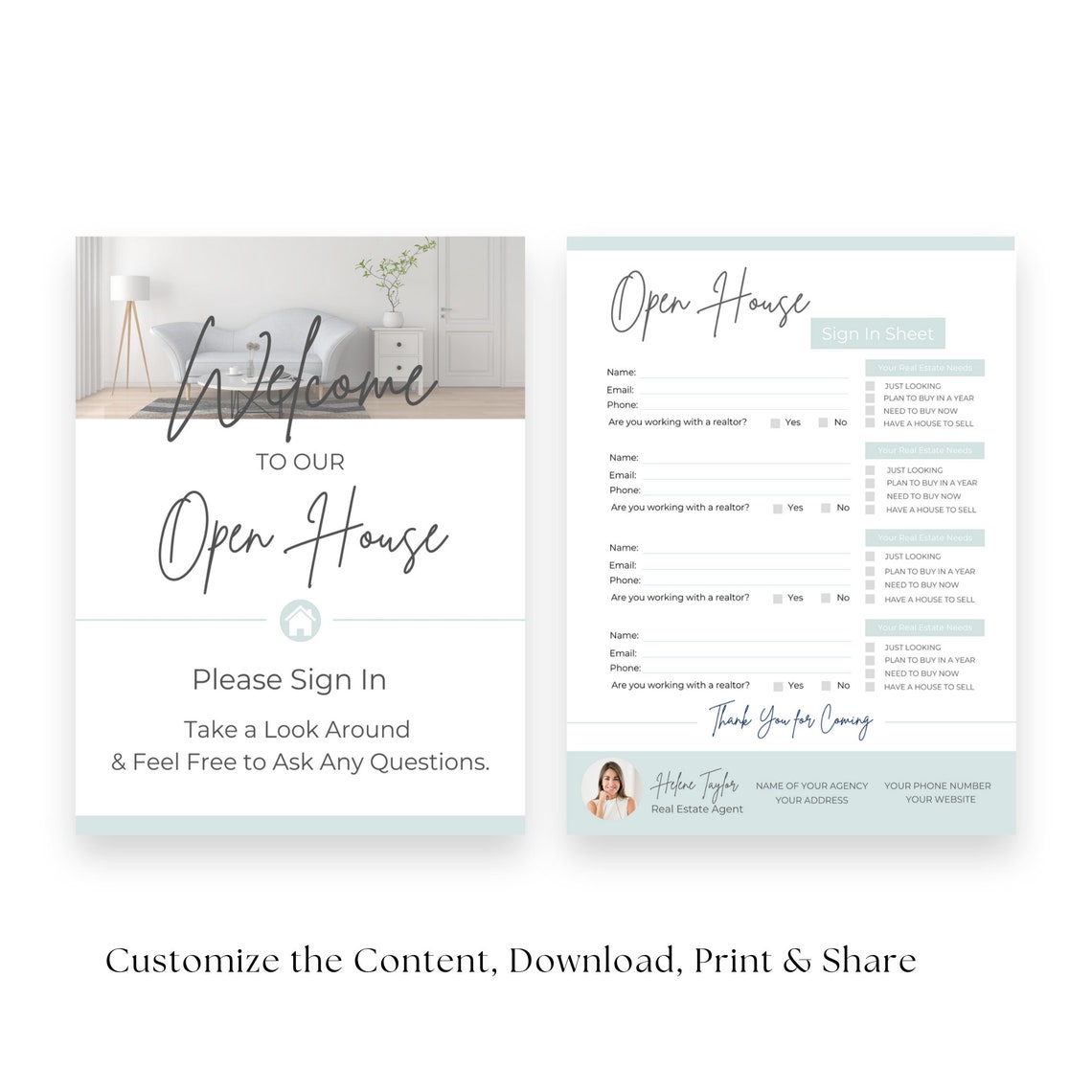 Editable Open House Sign in Sheet, Realtor Open House Form, Real Estate ...