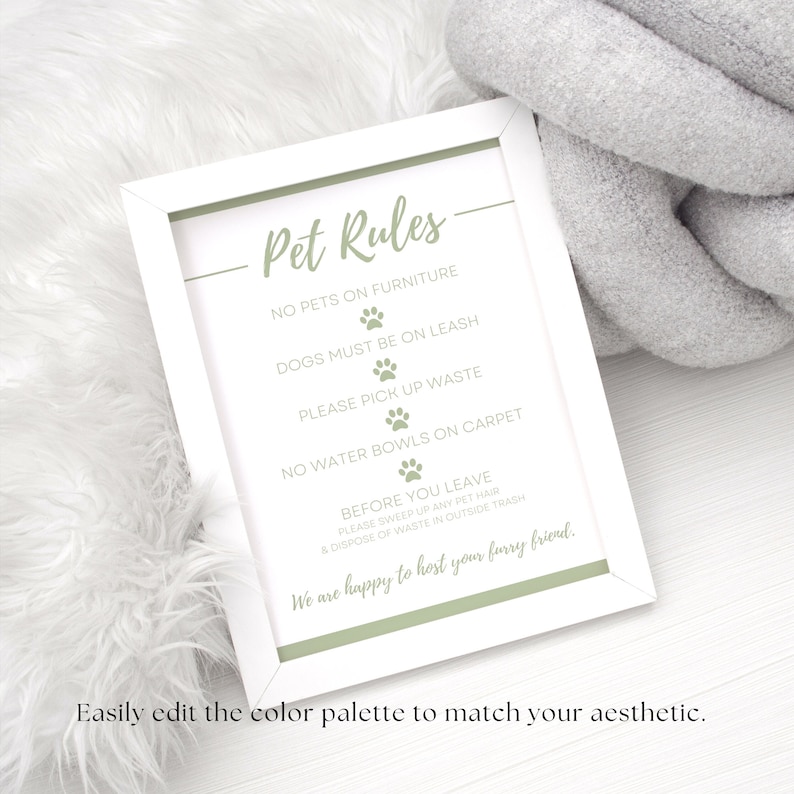 Airbnb Pet Rules Sign: Editable Printable Template - Etsy