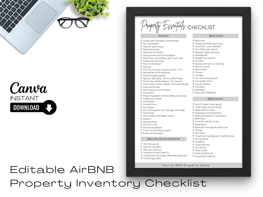 Airbnb Inventory Checklist Airbnb Essentials Checklist - Etsy