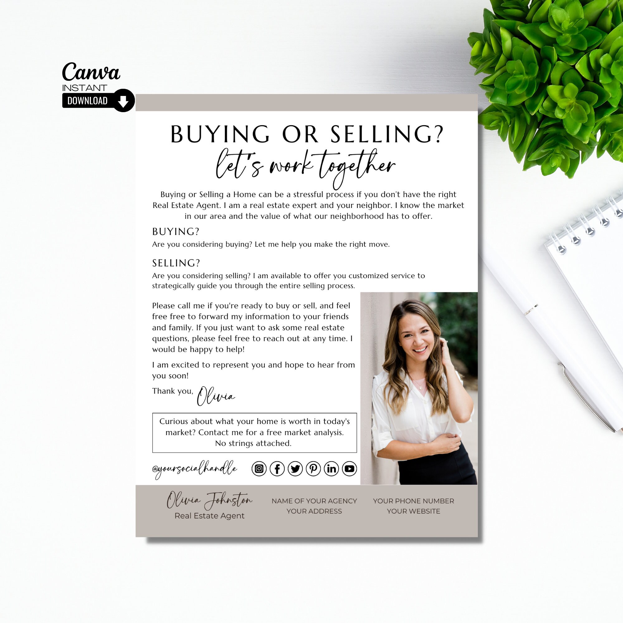 Editable Real Estate Marketing Flyer Template, Printable Hello Neighbor ...