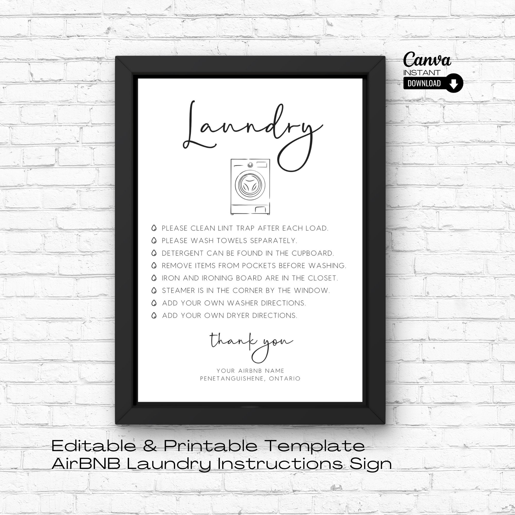 Airbnb Laundry Room Sign, Airbnb Sign, Airbnb Template, Laundry Room ...