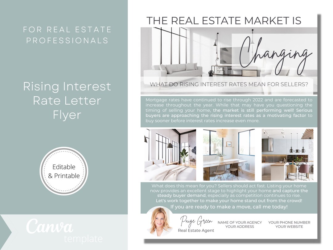 Rising Interest Rate Letter Real Estate Interest Rate Flyer - Etsy