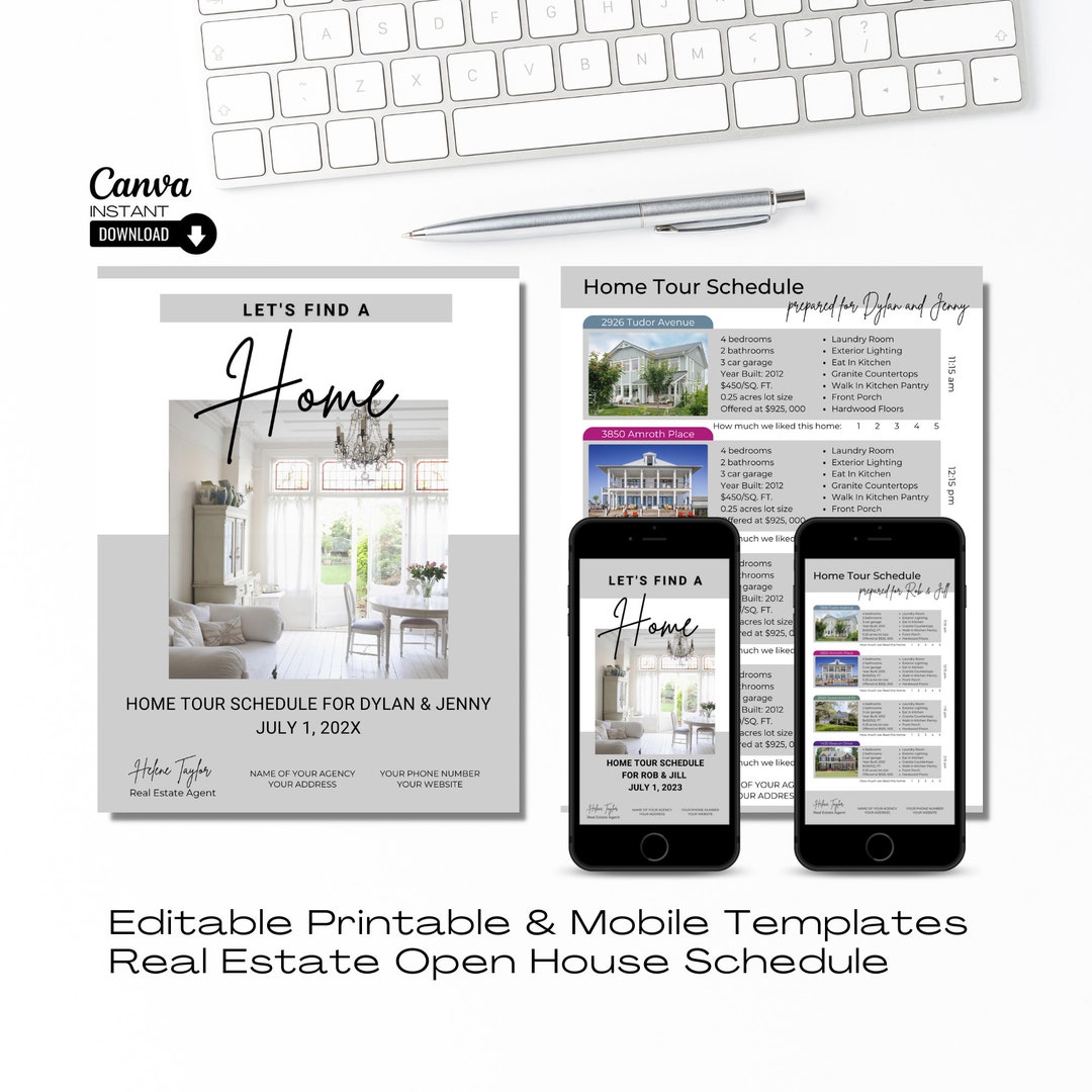 House Hunting Schedule, Printable House Hunting Schedule, Mobile House ...