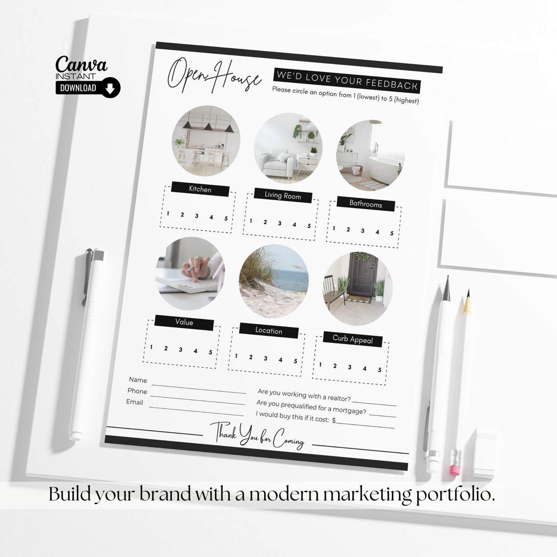 Editable Open House Feedback Form, Printable QR Code Sign In, Open ...