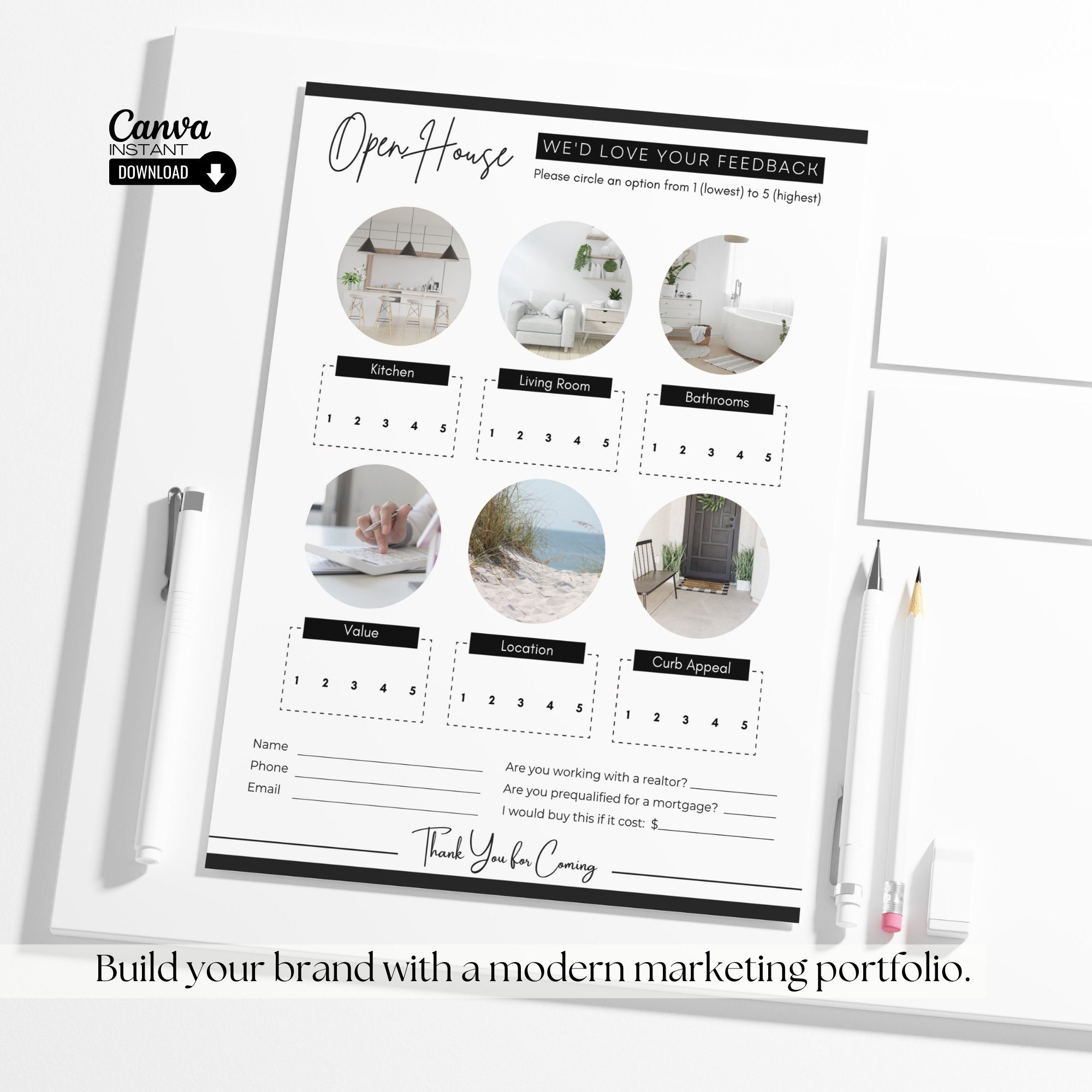 Editable Open House Feedback Form, Printable QR Code Sign In, Open ...