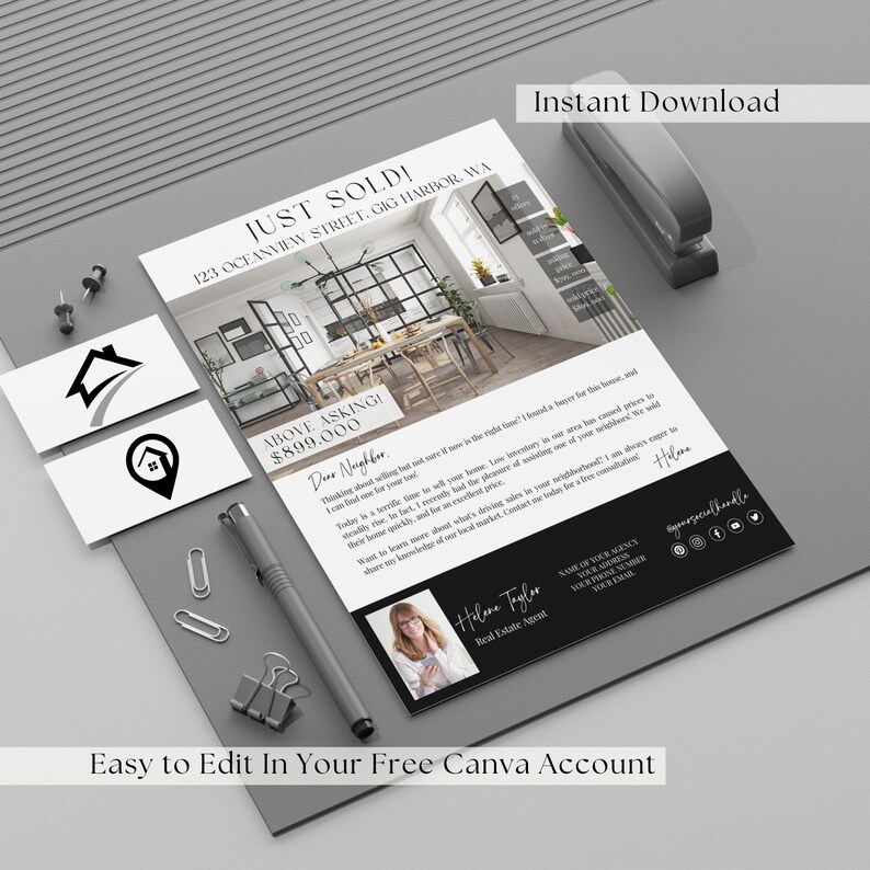 Editable Just Sold Letter Template: Real Estate Marketing (canva) - Etsy