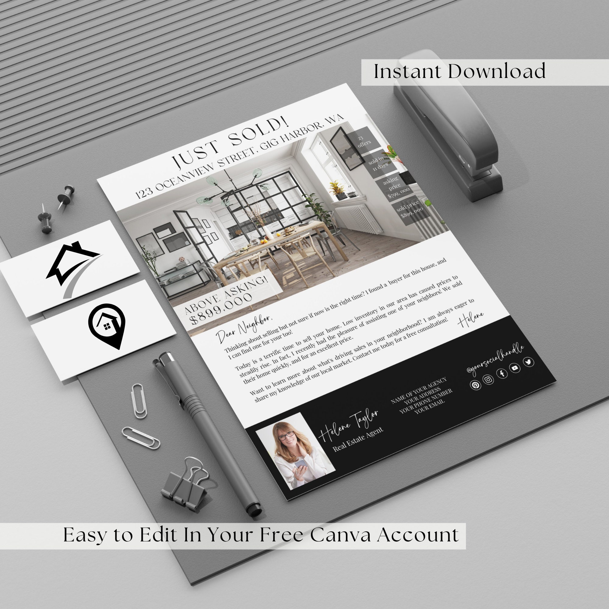 Editable Just Sold Letter Template, Printable Real Estate Sold House ...