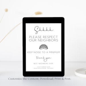 Airbnb Respect the Neighbors Sign, Airbnb Noise Rules Sign, Airbnb ...