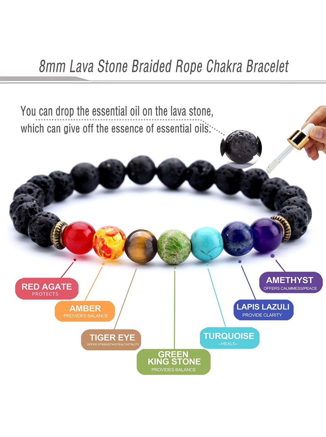 7 chakra lava stone diffuser bracelet store