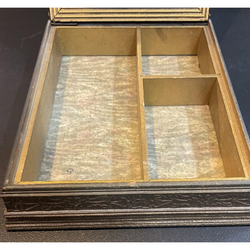 Antique Victorian Wood Vanity Letter Jewelry Box With Mirror 2 Ladies ...