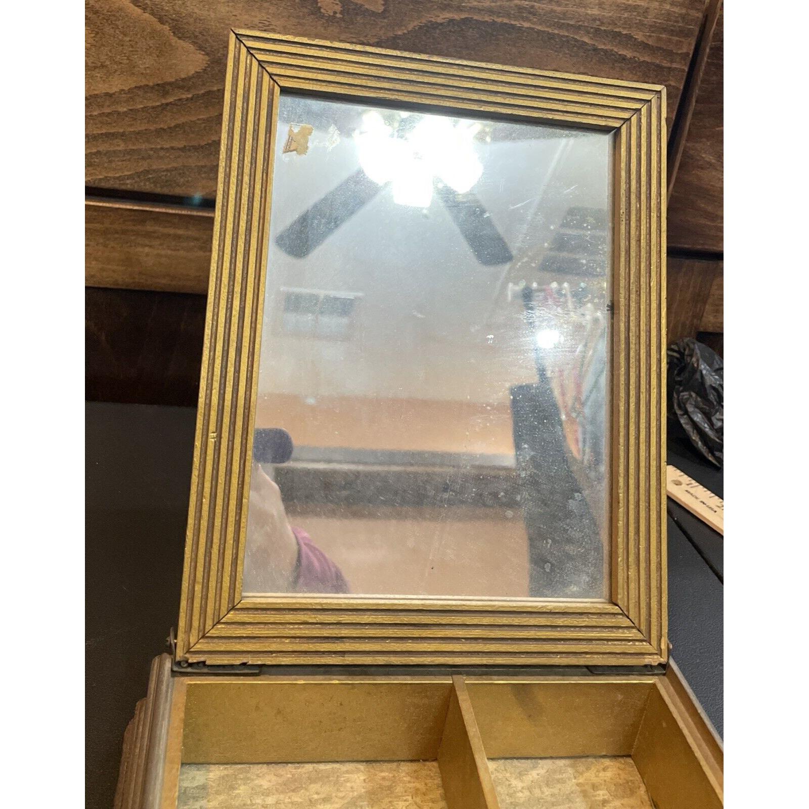 Antique Victorian Wood Vanity Letter Jewelry Box With Mirror 2 Ladies ...