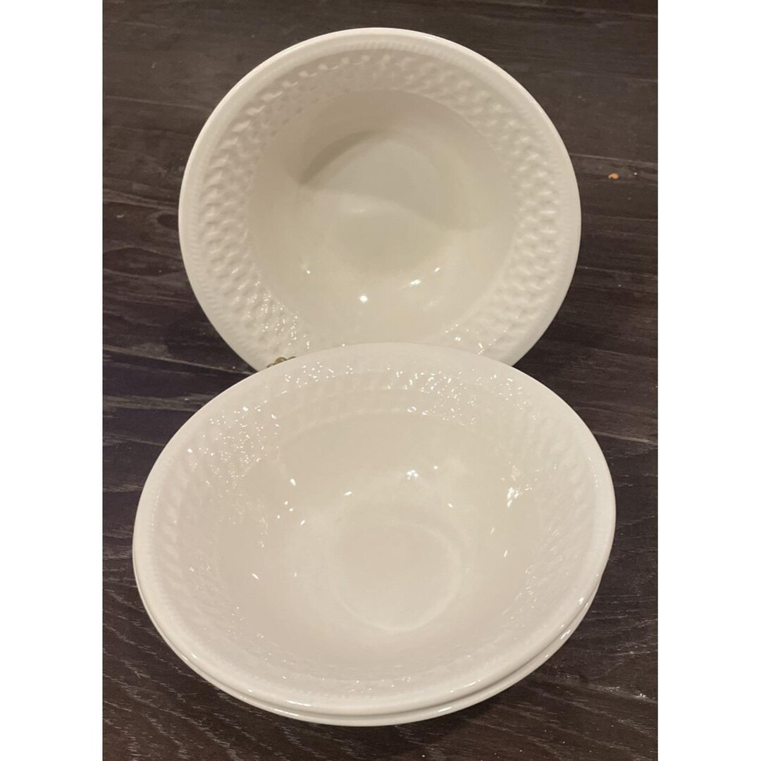 Oneida Wicker Basket Weave Cereal Soup Bowl Bowls White 6 Inch Set of 3 ...