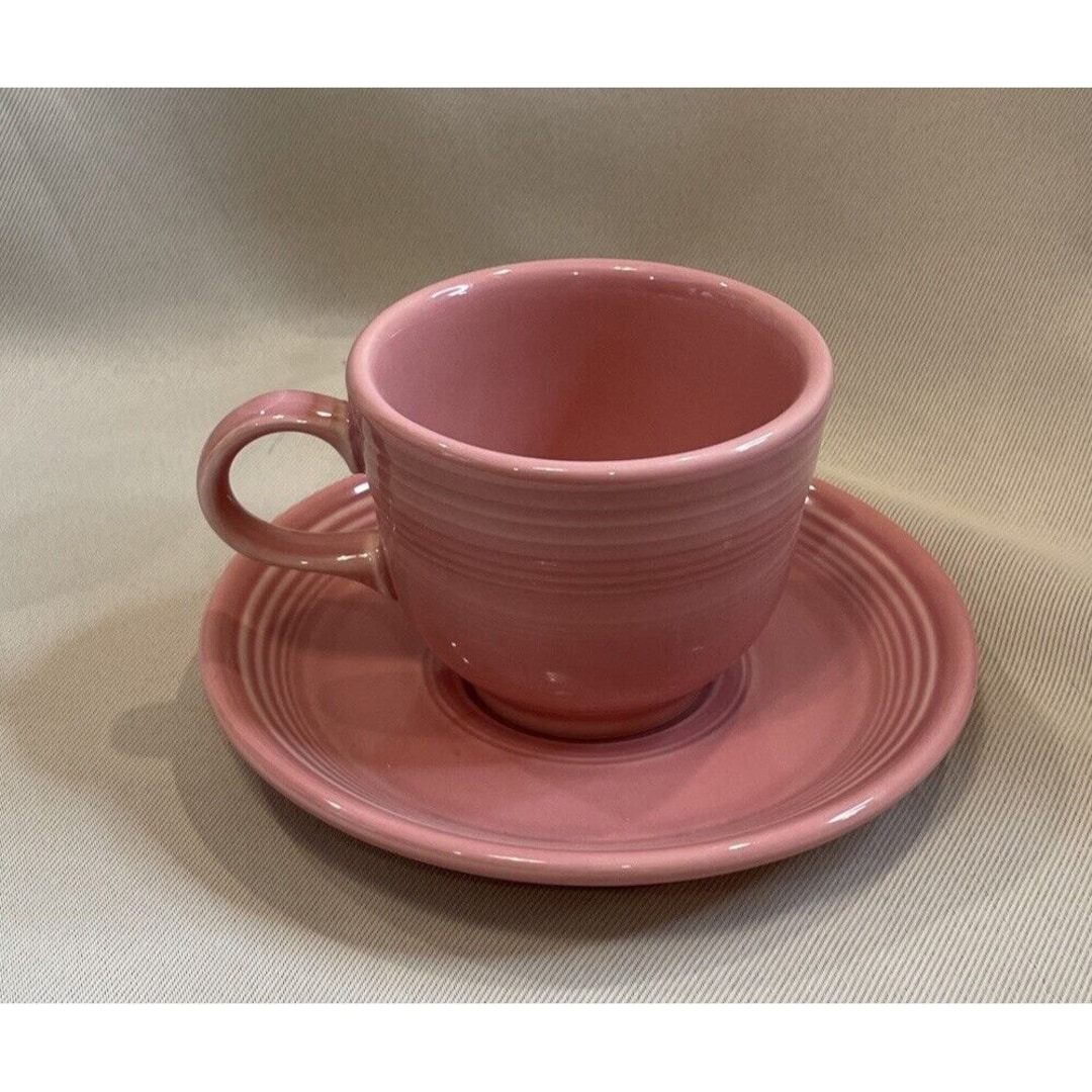 Fiestaware Rose Pink Coffee Tea Cup & Saucer KKA Kkb 1996 Hlc Usa ...