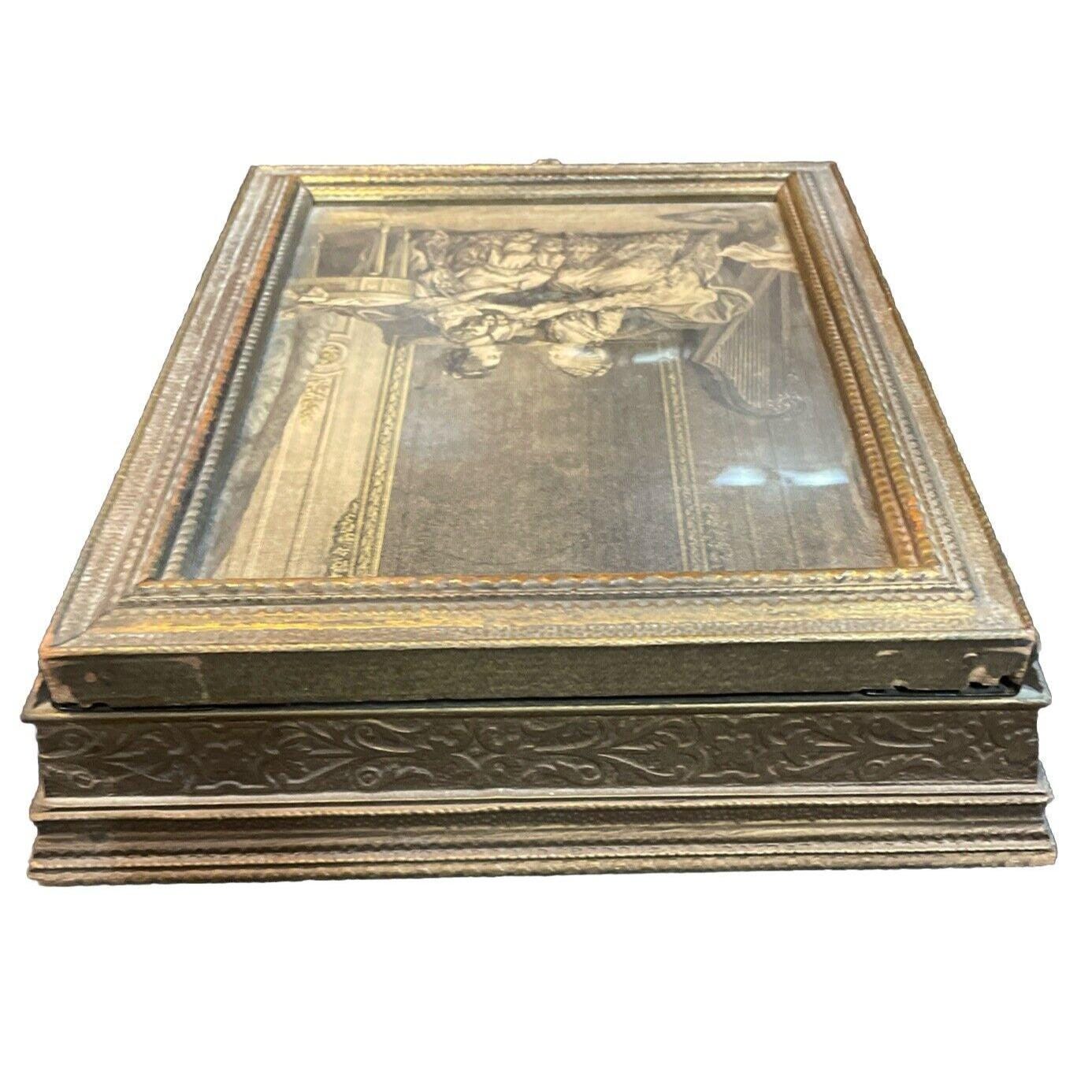 Antique Victorian Wood Vanity Letter Jewelry Box With Mirror 2 Ladies ...