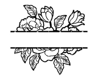 Floral Split Monogram Frame SVG File, Split Monogram Svg, Flower ...