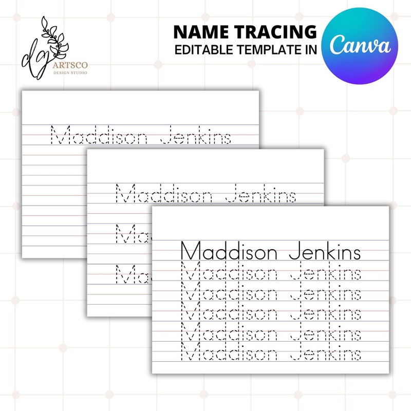 Editable Name Tracing Canva - Etsy
