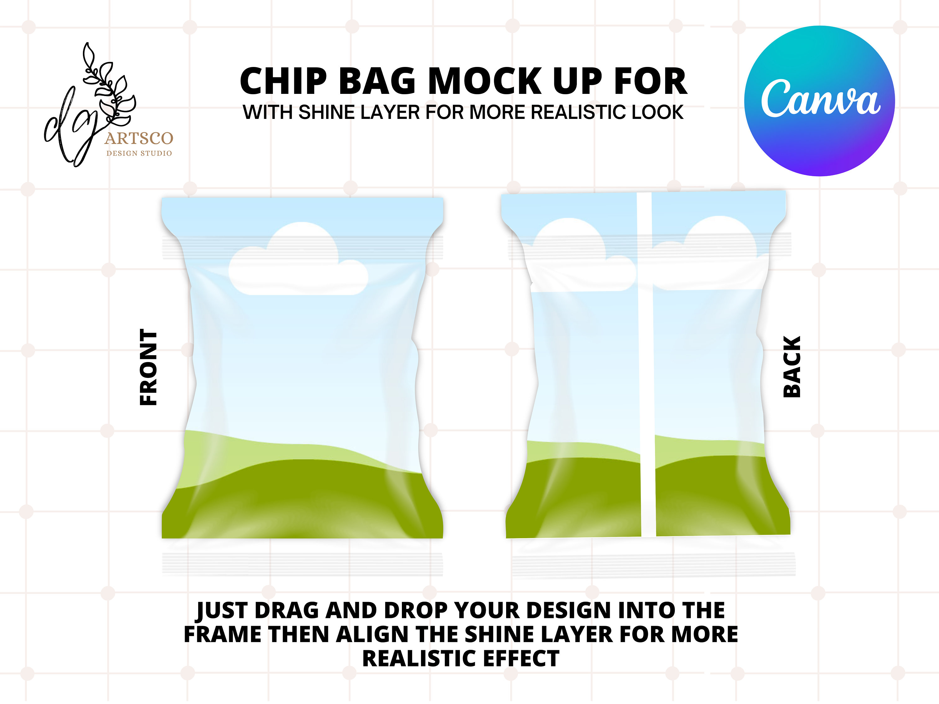 CANVA Chip Bag Mockup, Potato Chip Bag, Canva Editable Chip Bag Mockup ...